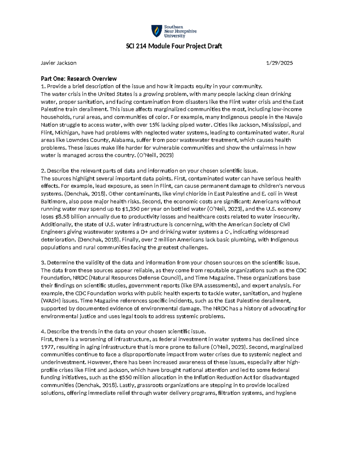 SCI 214 Module Four Project Draft - SCI 214 Module Four Project Draft ...