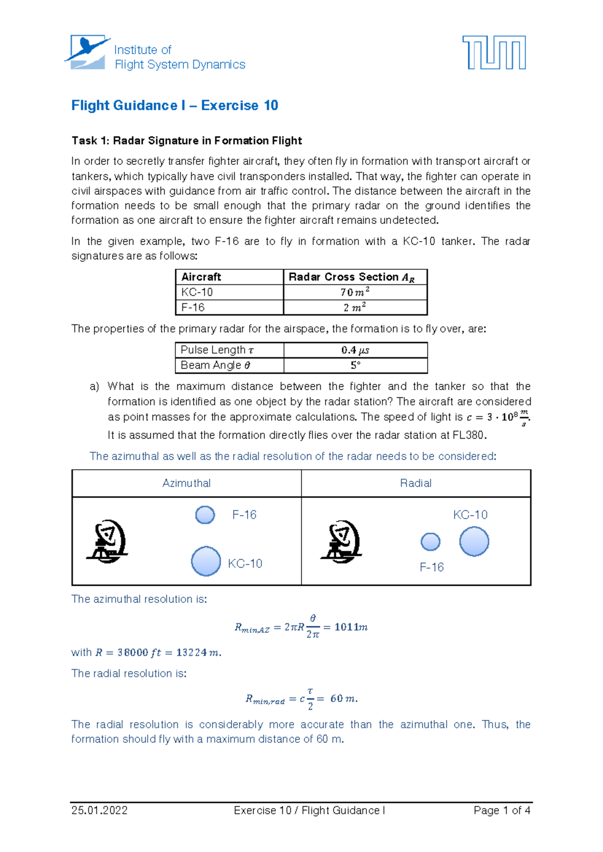 Flight Guidance I Exercise 10: Radar Signature in Formation Flight ...