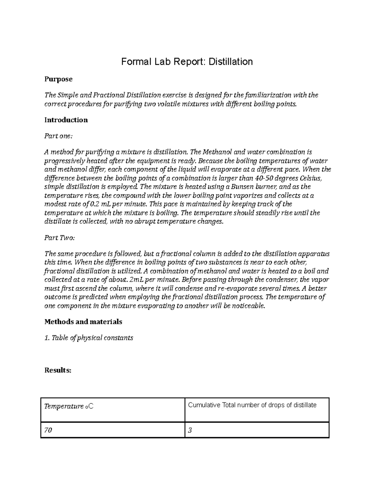 Formal Lab Report Chapter 5 Distillation - Formal Lab Report ...