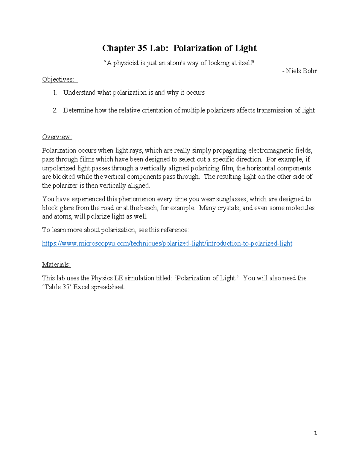 Ch 35 Lab: Exploring Polarization of Light and Its Effects - Studocu