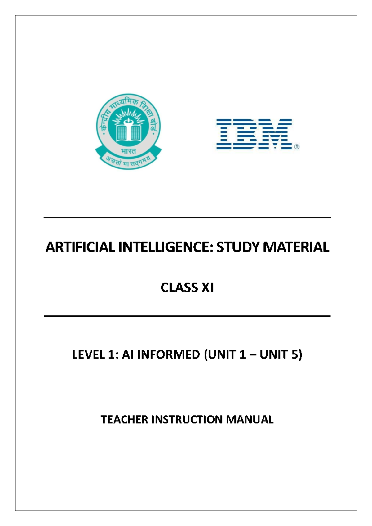 AI Curriculum Handbook Class XI ...