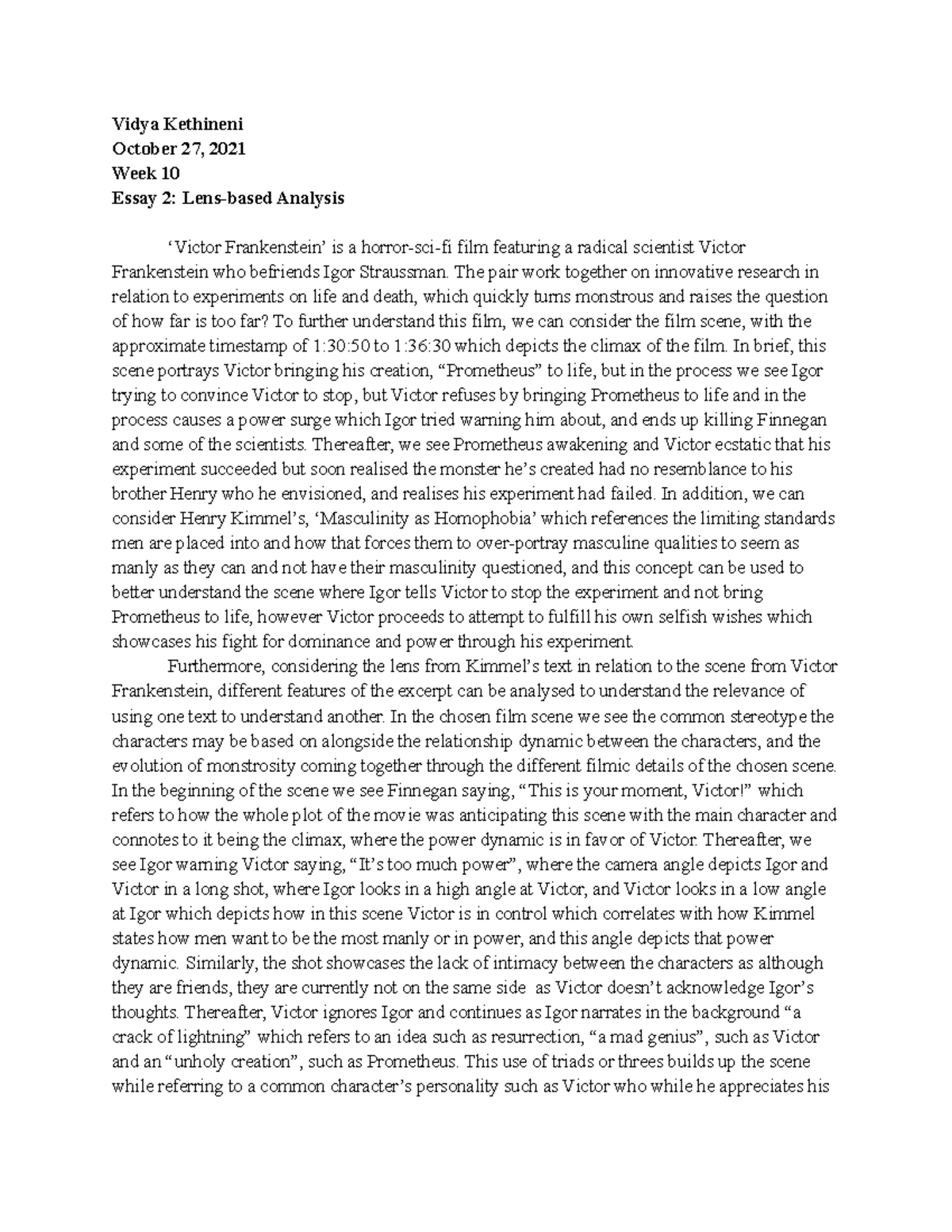 ENG-W 131 Essay 2 Lens-based Analysis - Vidya Kethineni October 27 ...