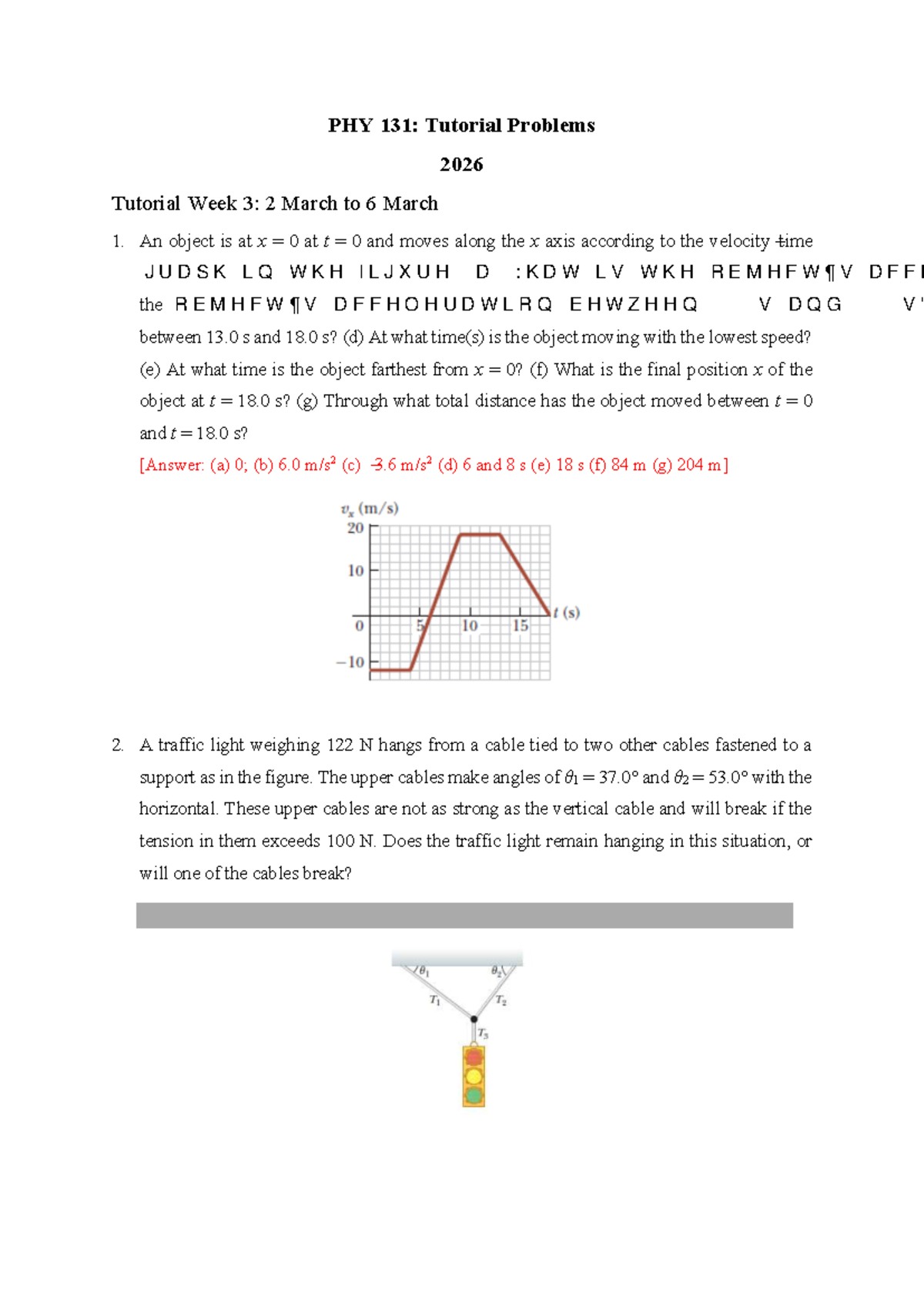 PHY 131: Tutorial Problems for Week 3 (2-6 Mar 2026) - Studocu