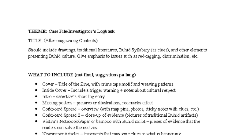 Buhid Culture Case Study: Zine Concept & Elements (PIC) - Studocu