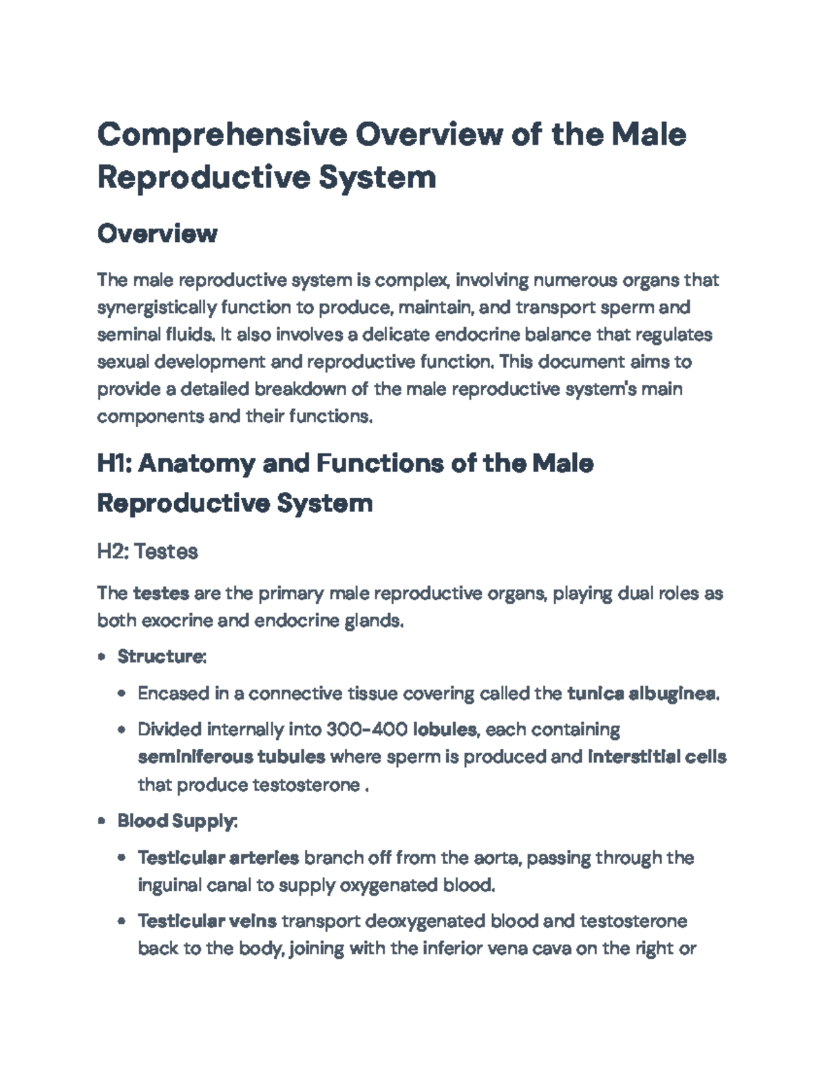 Comprehensive Overview of the Male Reproductive System for BIO 101 ...