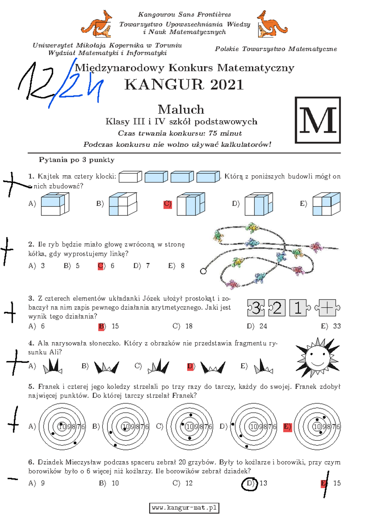 Kangur Maluch 2021 - Zadania i Odpowiedzi do Konkursu Matematycznego ...