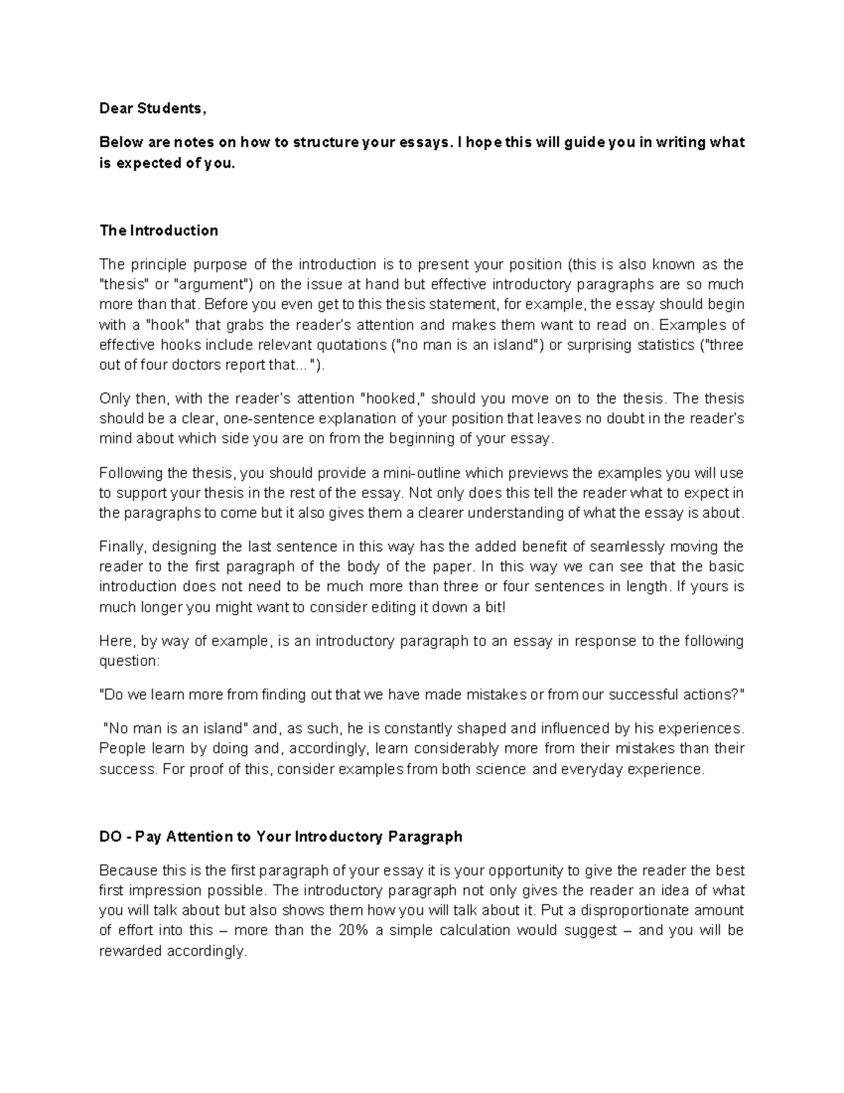 ESS1301 Essay Writing Guidelines: Structure & In-Text Referencing - Studocu