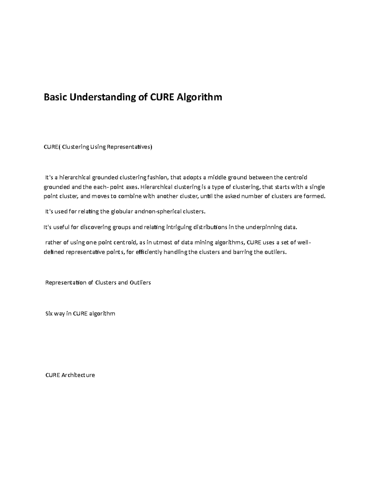 Understanding CURE Algorithm for Clustering (CS101 Lecture Notes) - Studocu