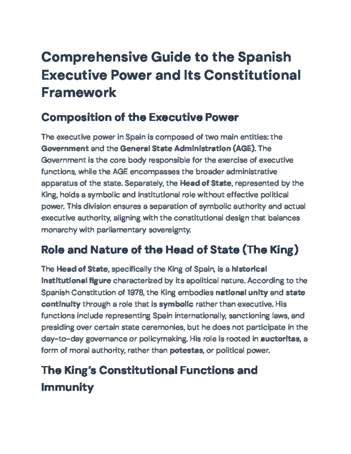 Comprehensive Overview of the Spanish Executive Power and Constitution ...