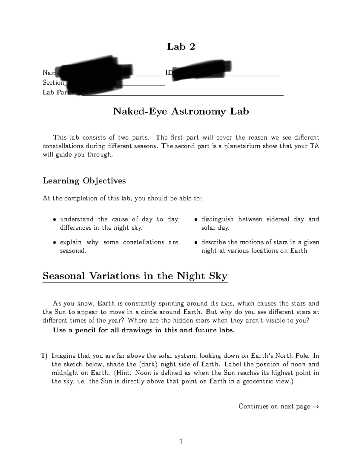 Lab 2: Naked-Eye Astronomy in Astronomy 3 - Studocu