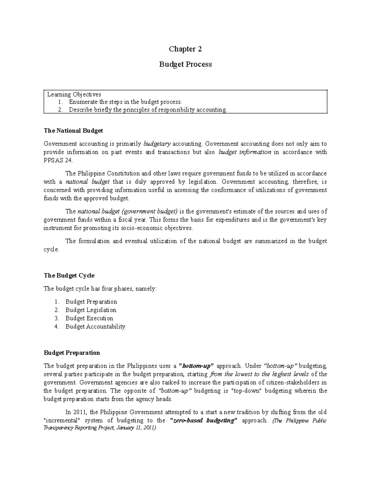 Gov Acc Ch 2 - Understanding the Budget Process and Its Phases - Studocu