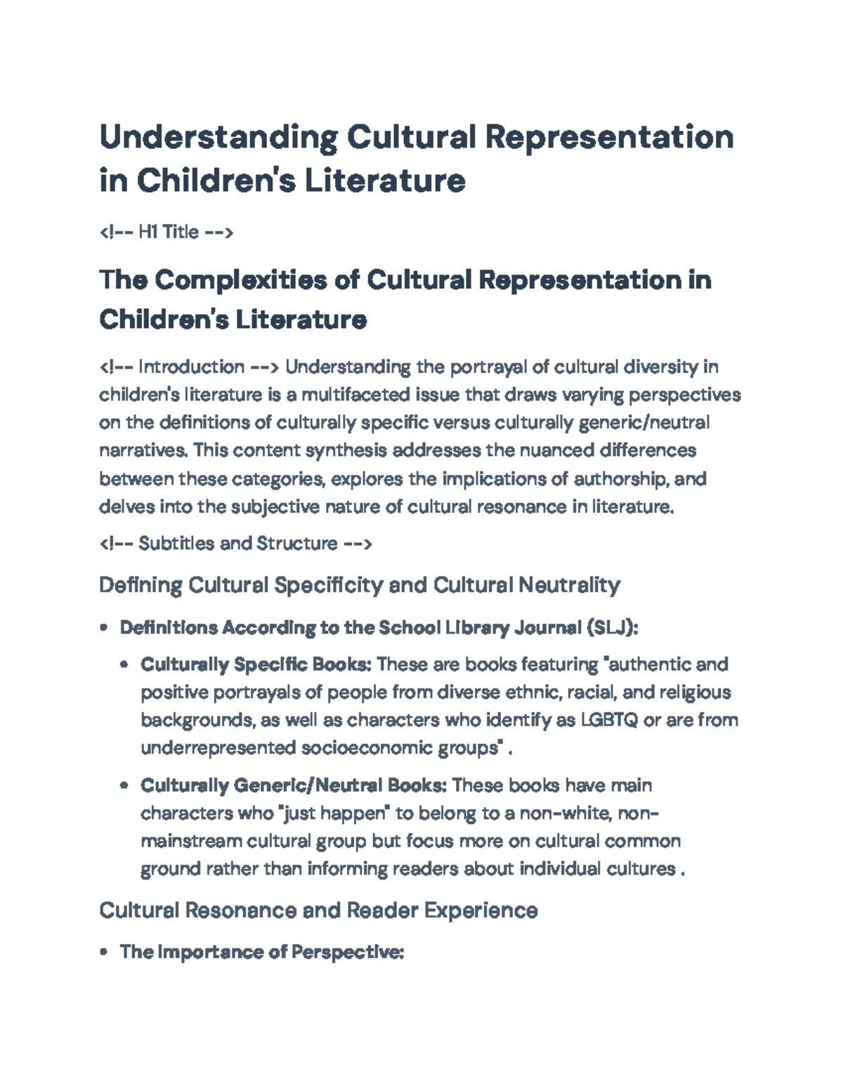 Cultural Representation in Children's Literature: Complexities ...