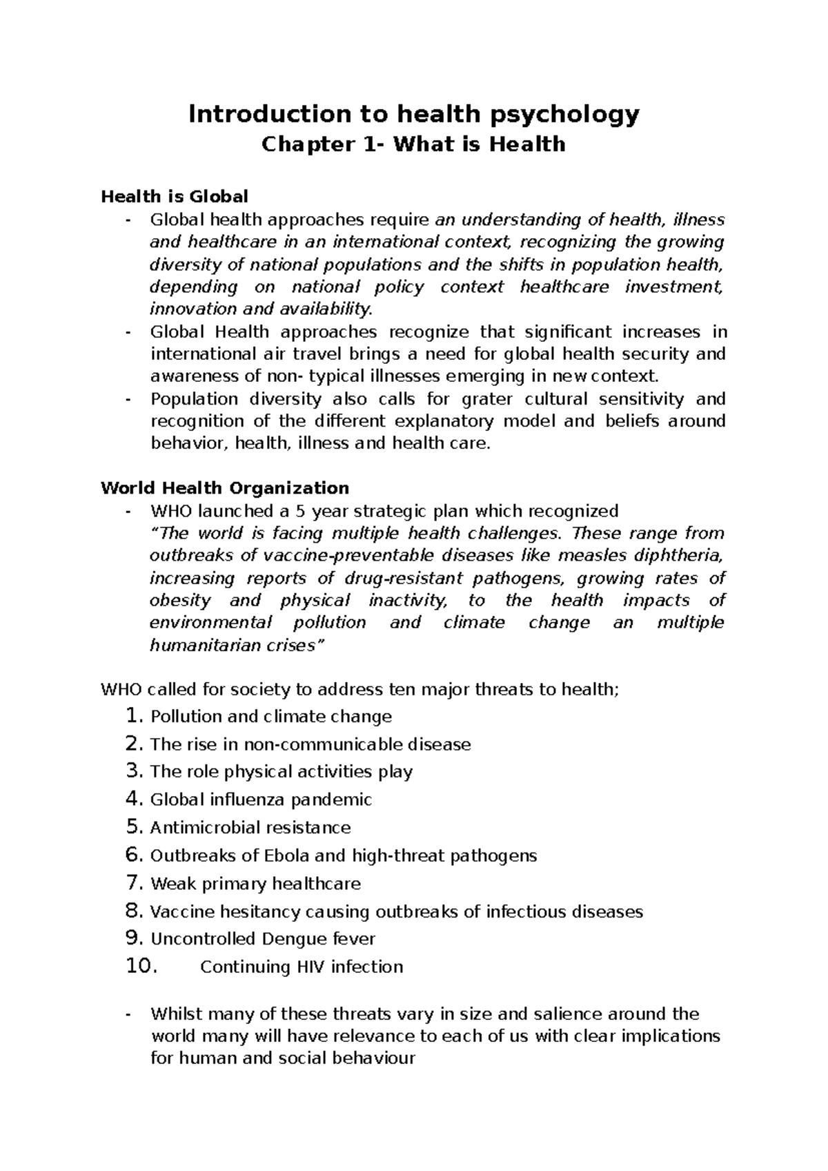 Stress and Distress Reading Notes - Introduction to health psychology ...