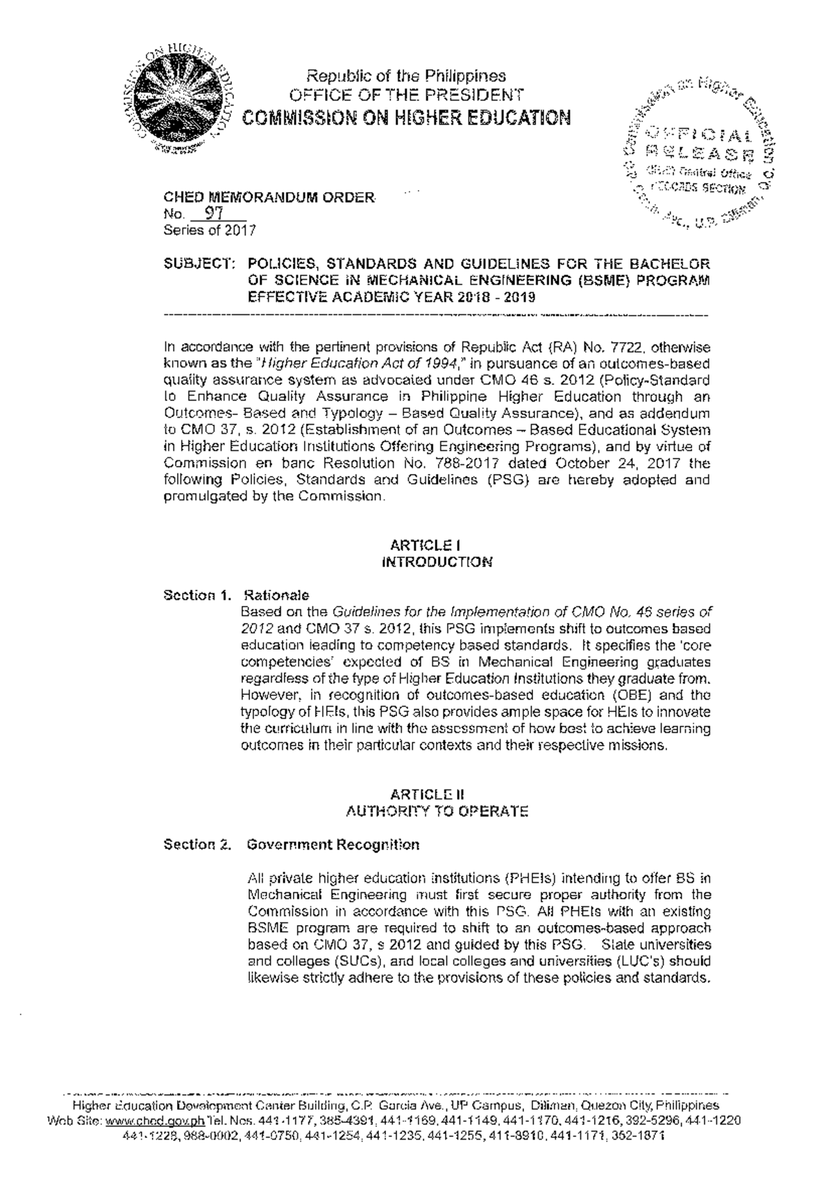 CMO-97-s - engineering lecture - Civil Engineering - WMSU - Studocu