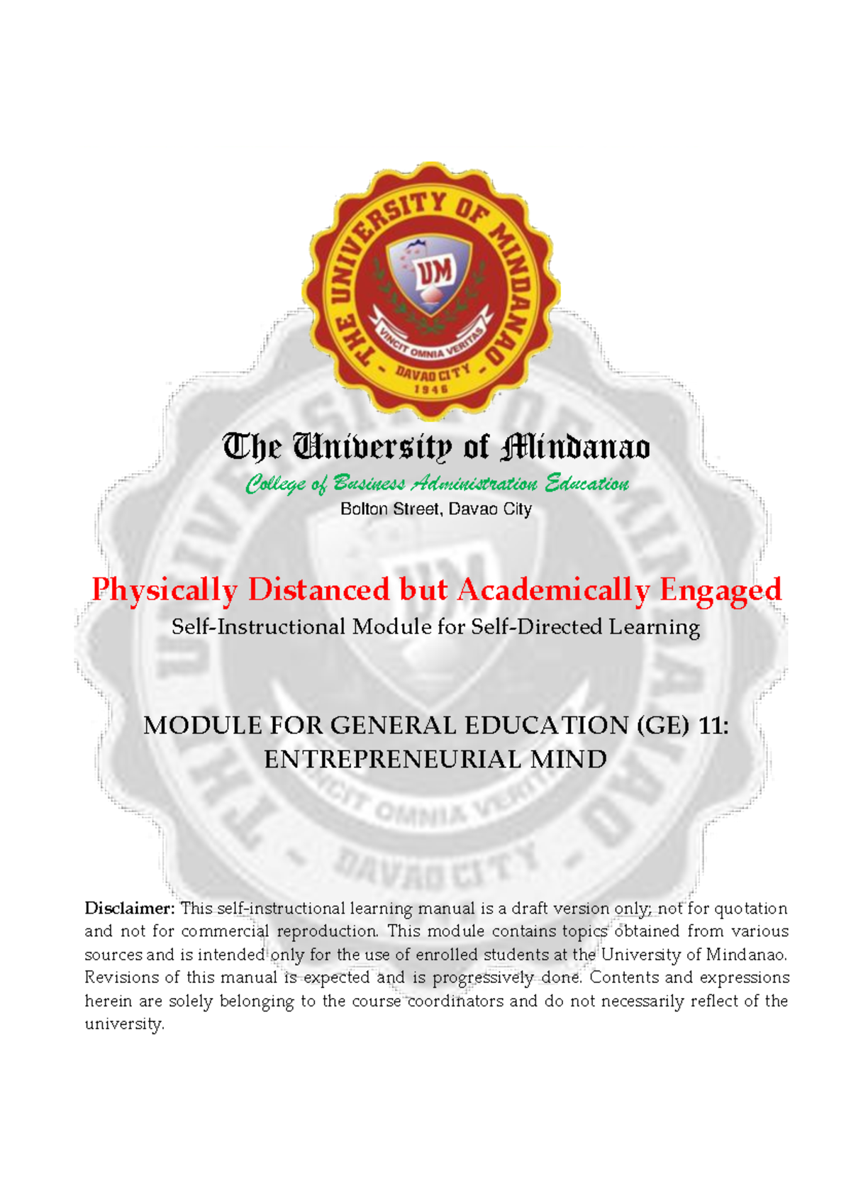 2 - ge11 entrep mind - 2 nd Floor, SS Building Bolton Street, Davao City Telefax: (082)227-5456 ...