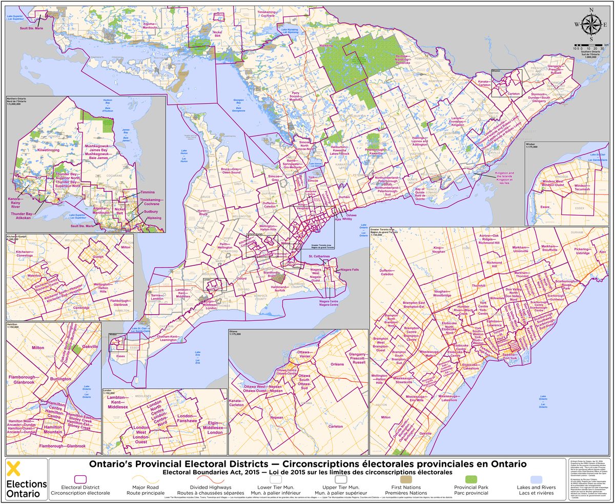 Provincial Electoral Districts Map - Parry Sound— Muskoka Nickel Belt ...