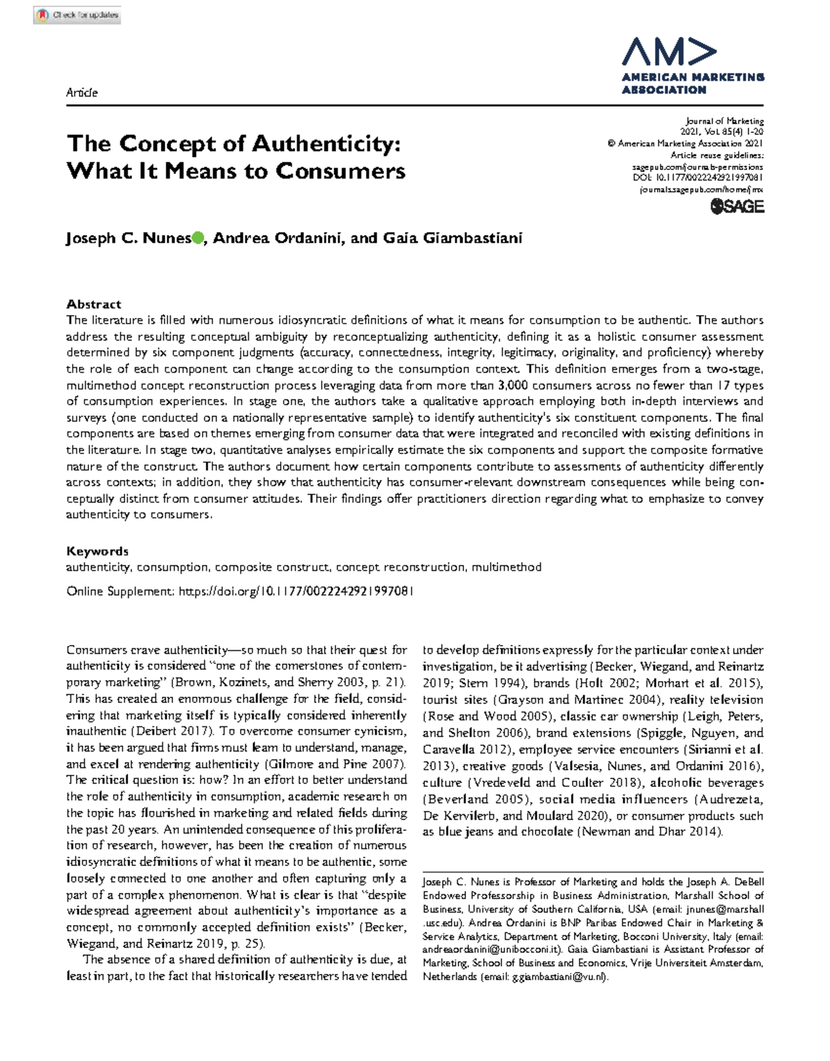 The Concept of Authenticity in Consumer Behavior: Insights from ...