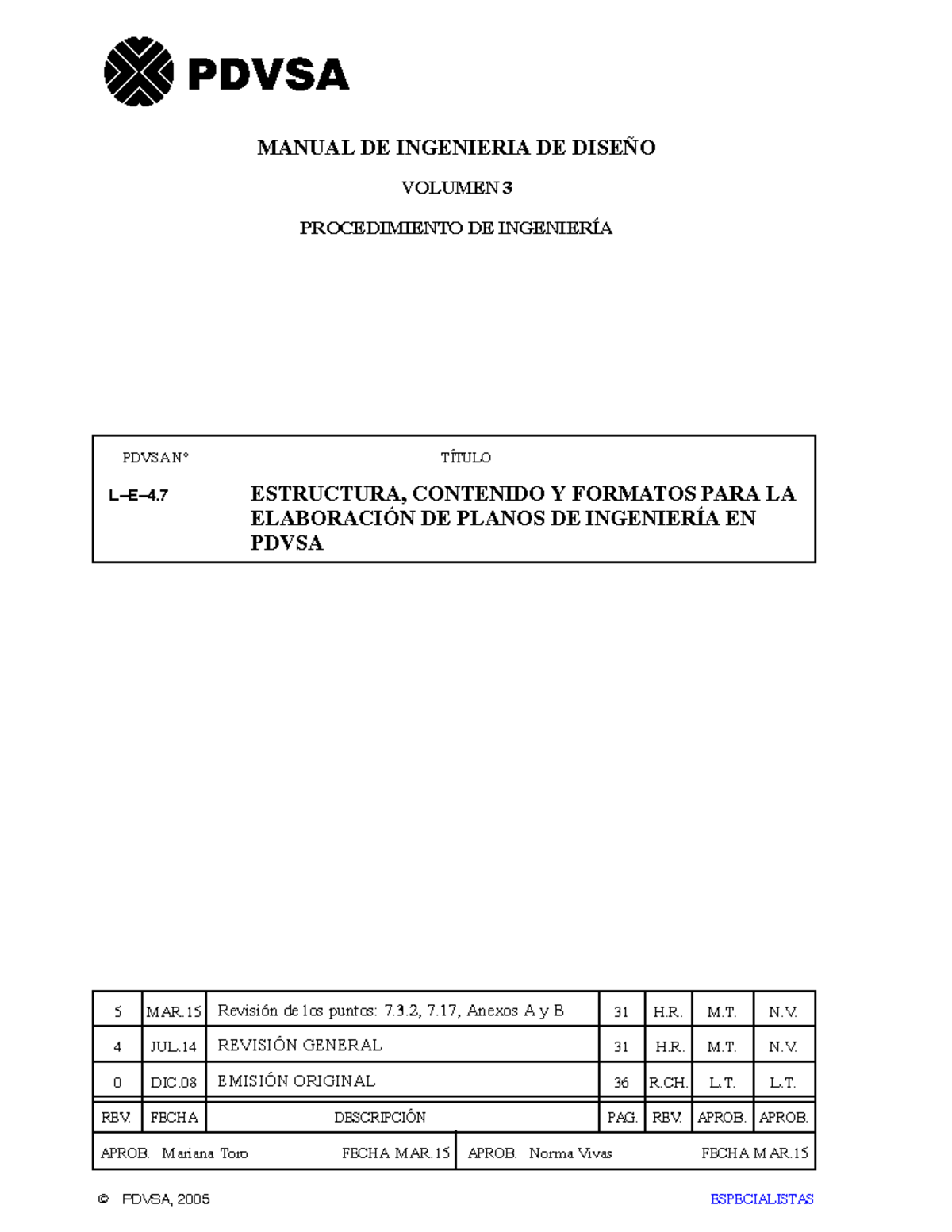 L–E–4: Estructura y Formatos para Planos de Ingeniería en PDVSA - Studocu