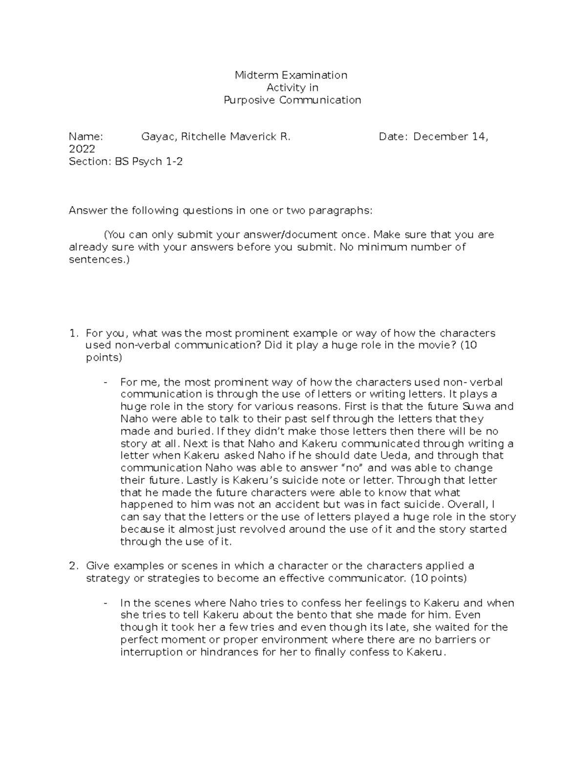 Midterm Gayac Pur Com - Midterm Examination Activity in Purposive ...