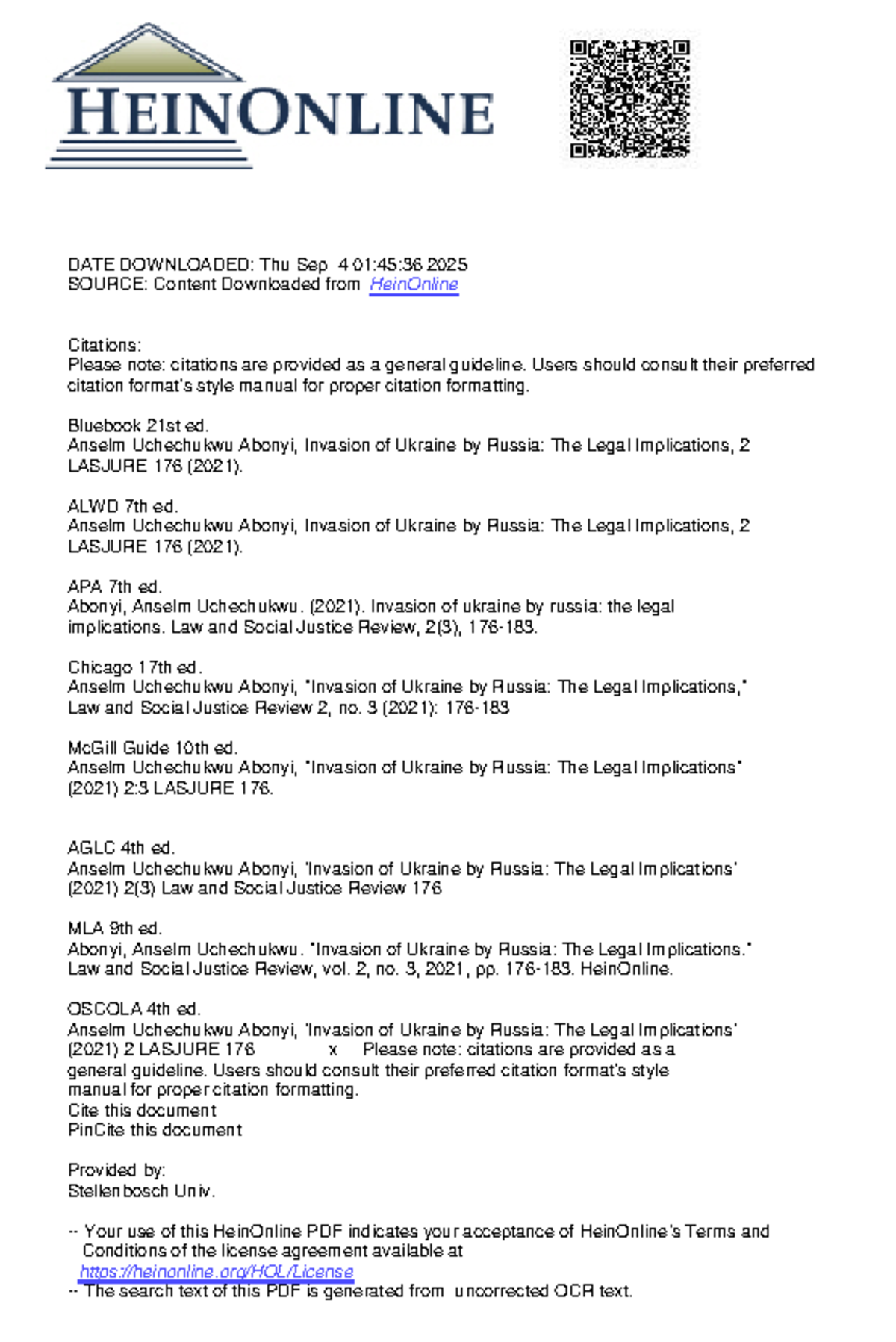 Legal Implications of the Russia-Ukraine Invasion: A Review (POL SCI ...