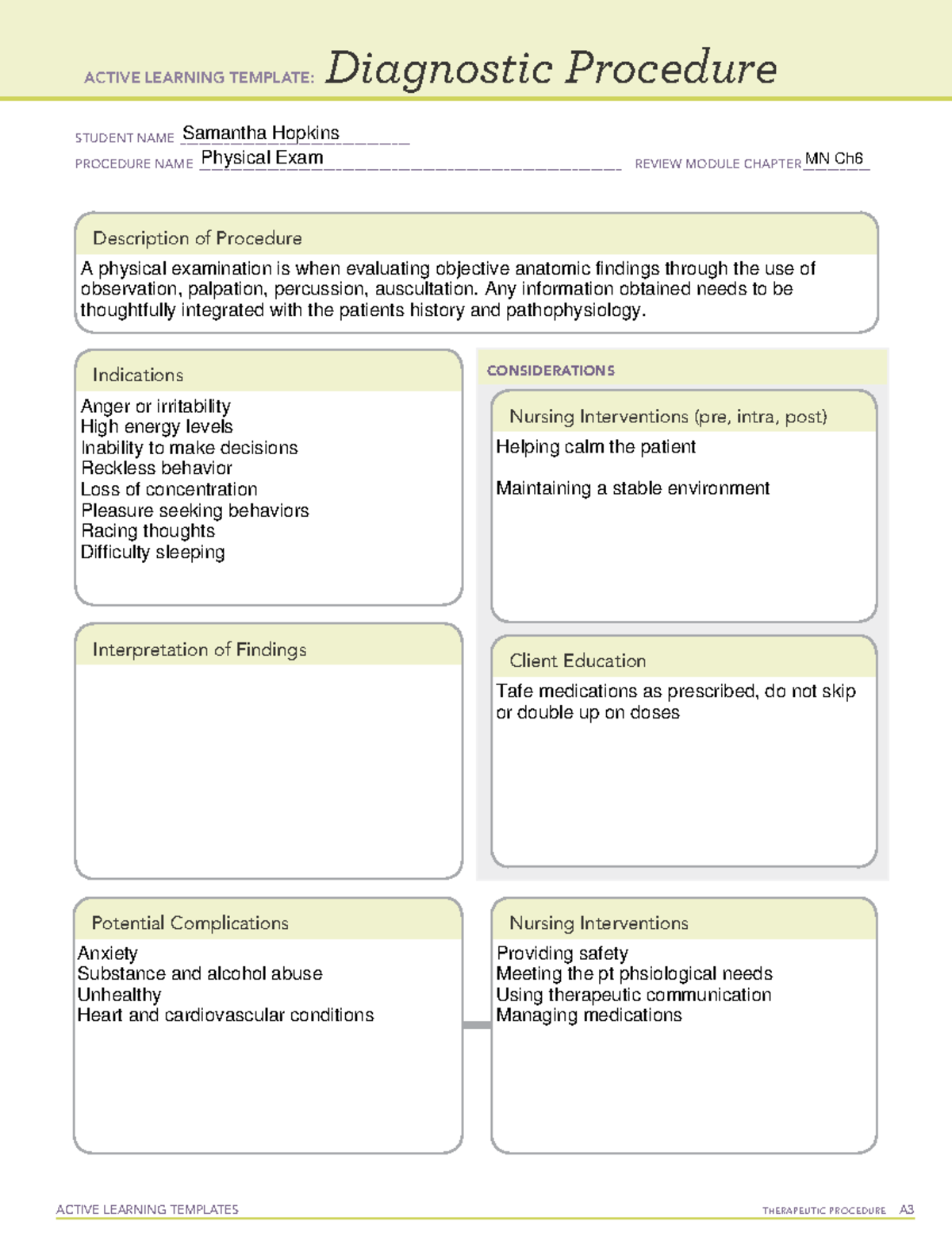 ATI Templates Medication and Diagnostic - ACTIVE LEARNING TEMPLATES ...