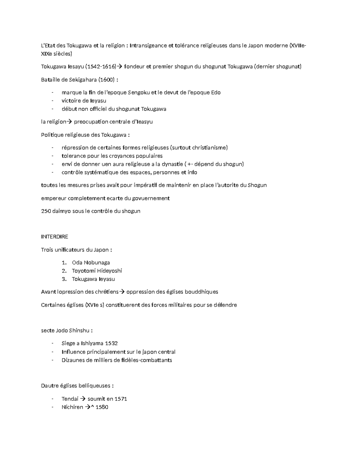 L'État des Tokugawa et la Religion : Résumé de l'Article (XVIIe-XIXe ...