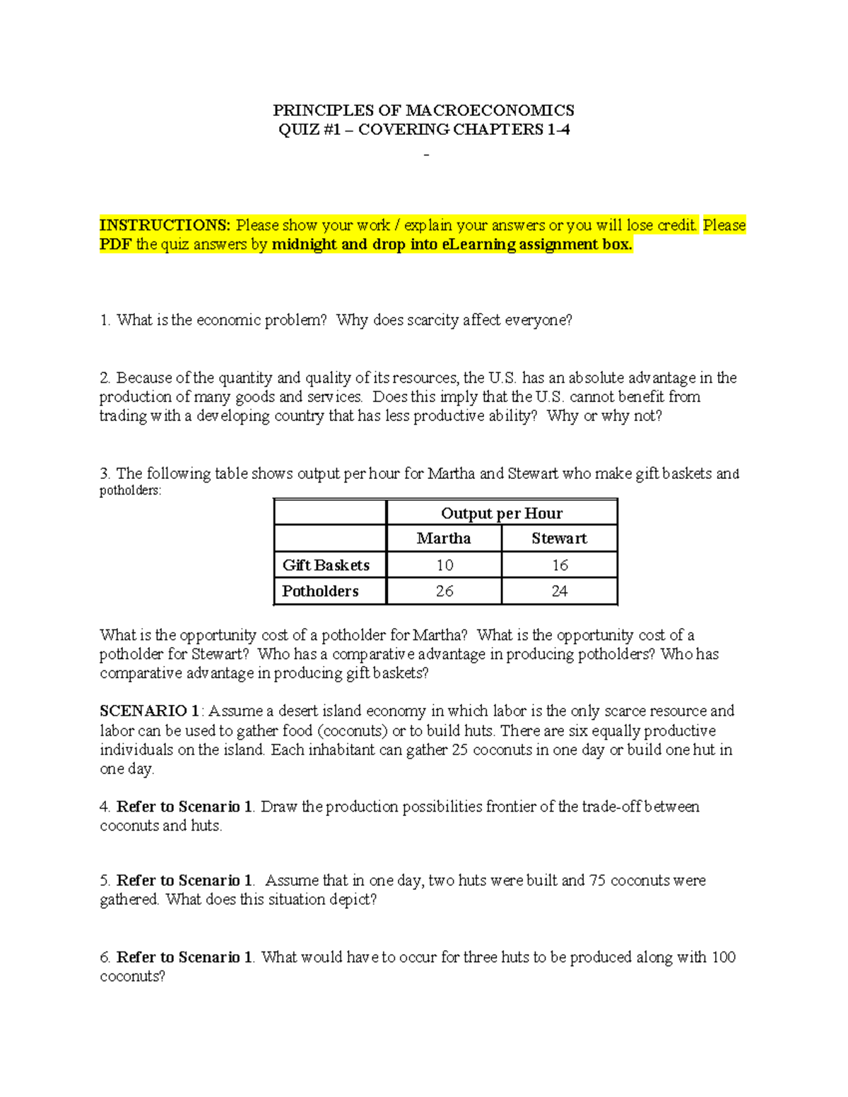MACROECONOMICS QUIZ (PRINCIPLES OF MACROECONOMICS) - CHAPTERS REVIEW ...