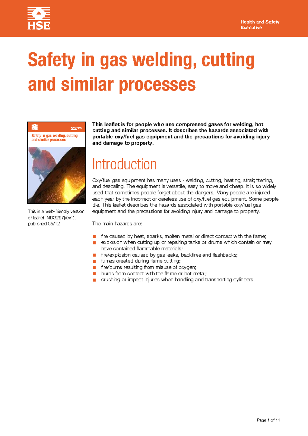 Gas cutting safety: Hazards and precautions for safe practices - Studocu