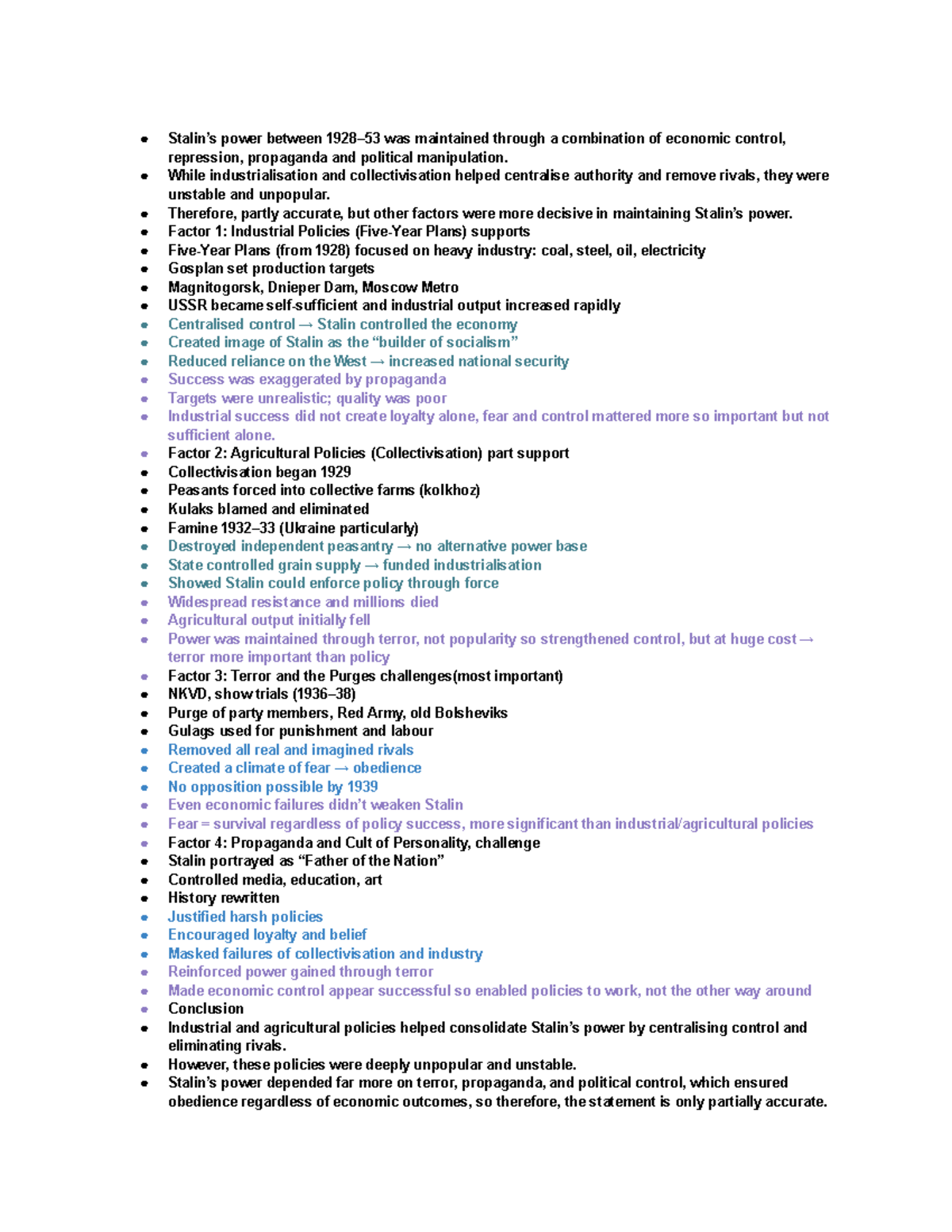 Maintaining Power in the USSR: An Essay Plan (HIST 101) - Studocu