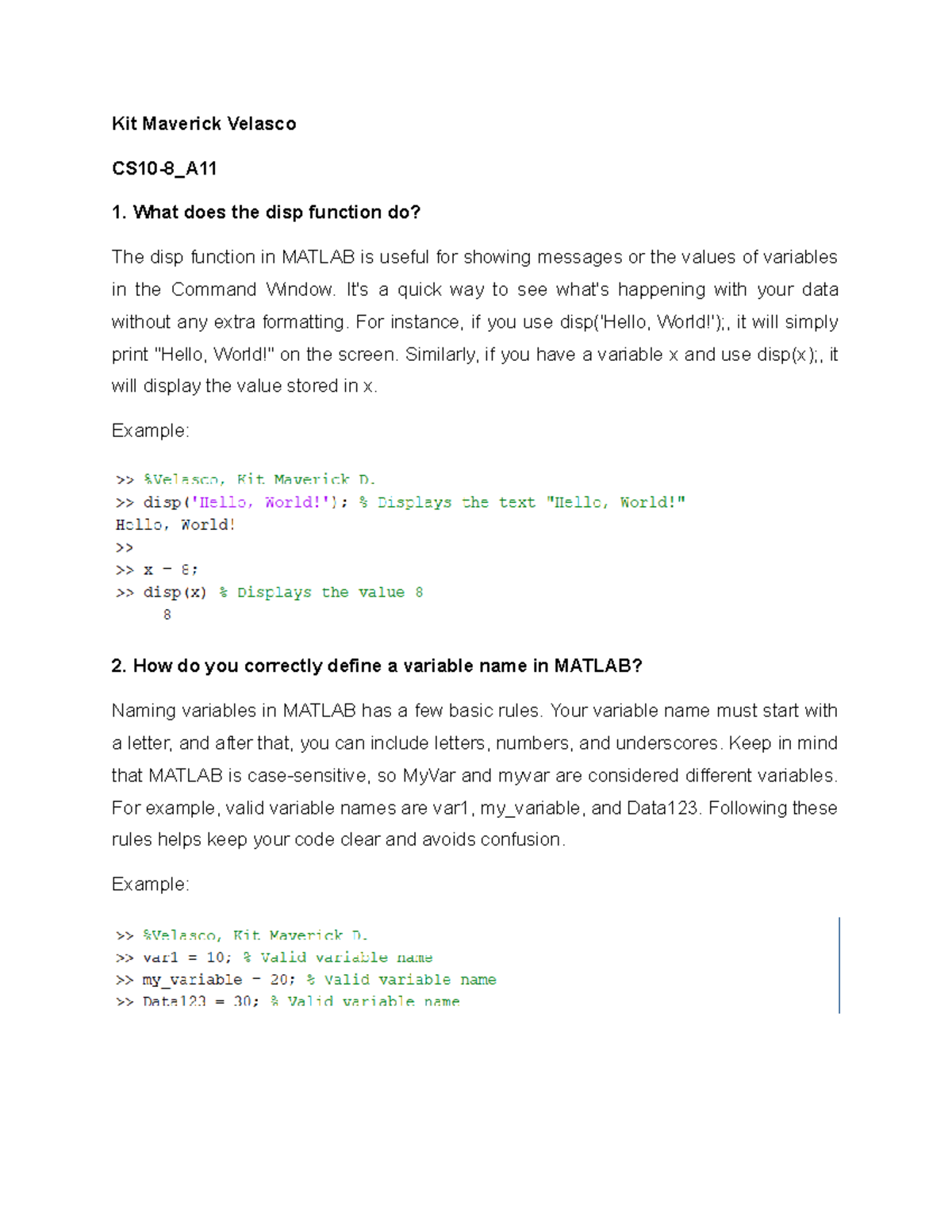 Computer programming assignment 2 - Kit Maverick Velasco CS10-8_A What ...