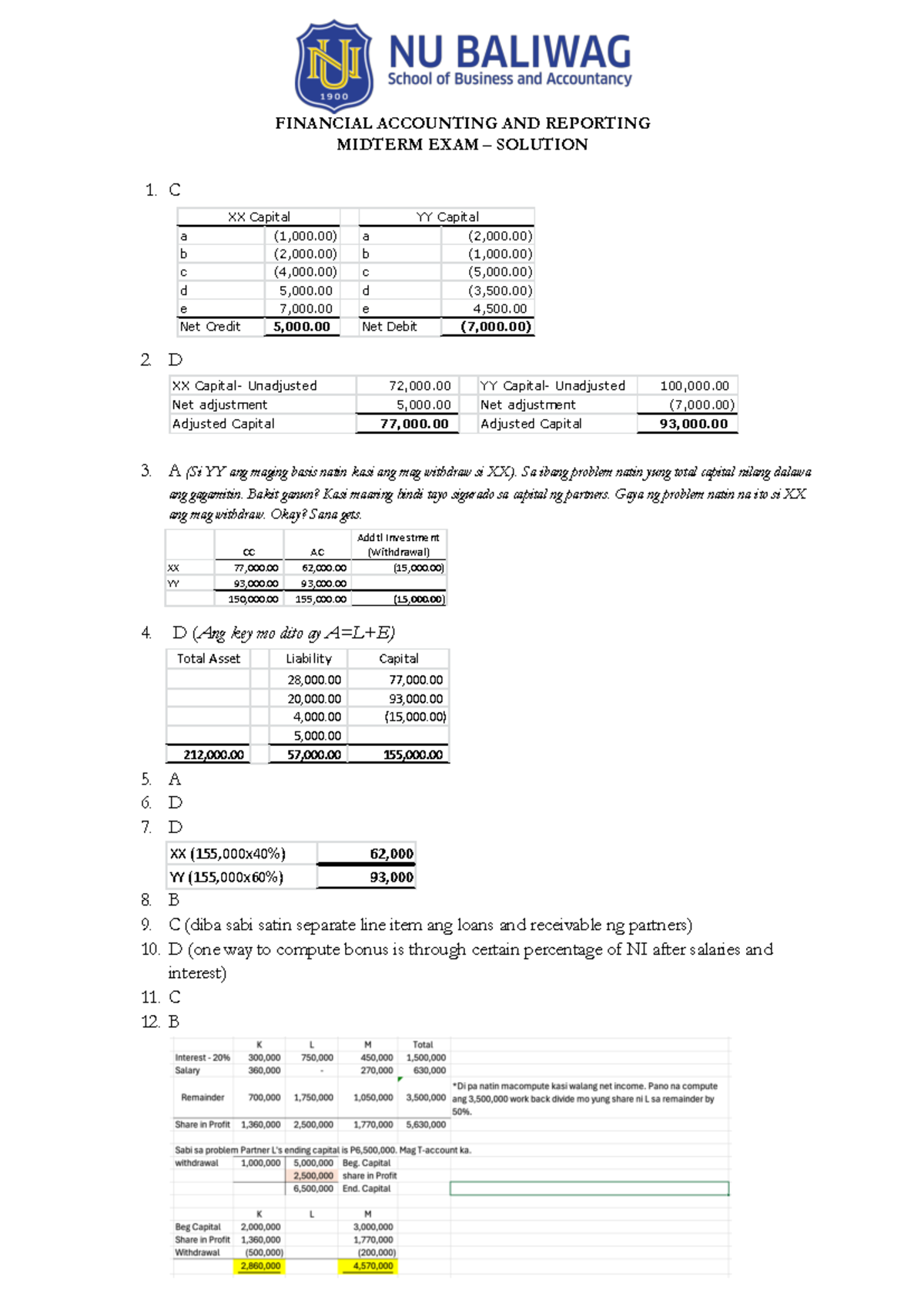 FAR - Midterm Exam Solutions - Financial Accounting - J. Villena - Studocu