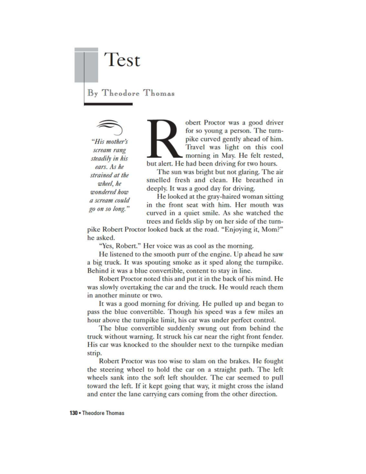 TEST - Short Story Analysis of "The Scream" by Theodore Thomas - Studocu