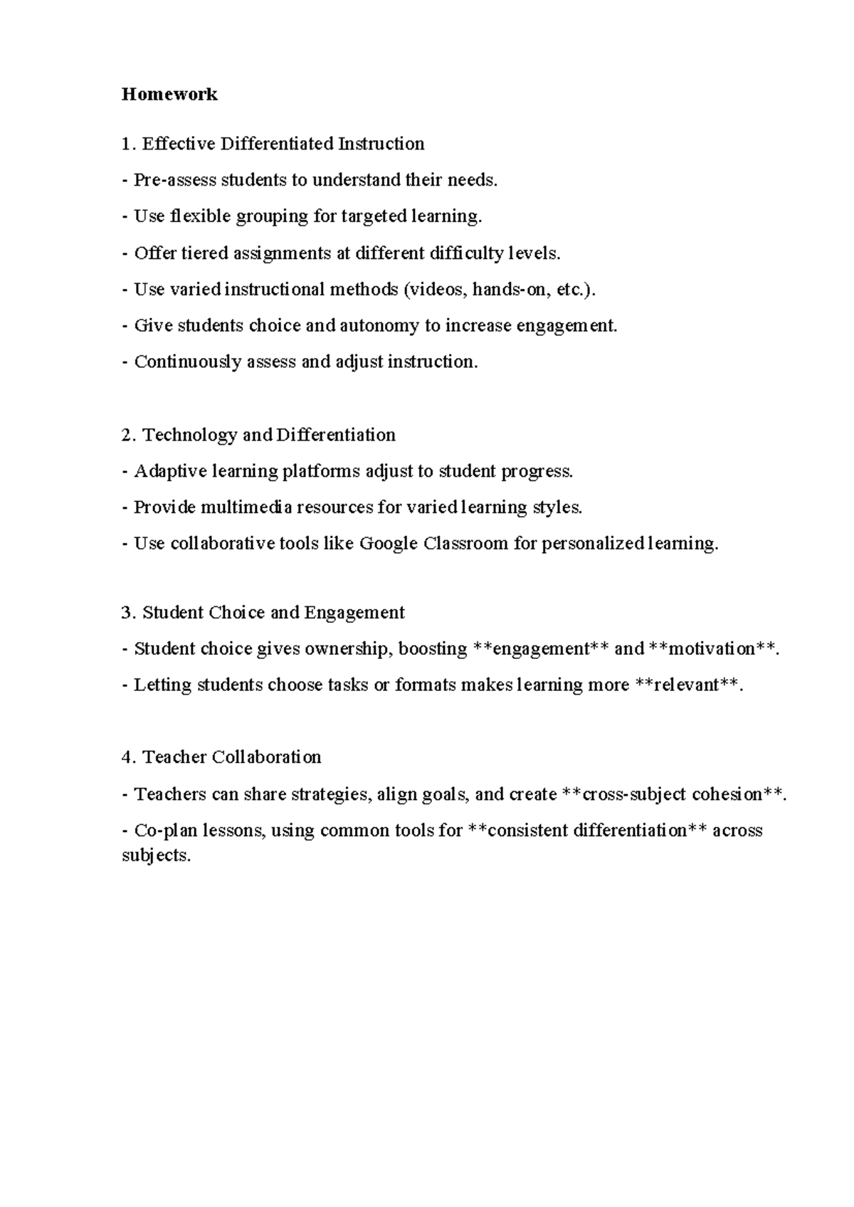 Lesson 4 Homework: Strategies for Effective Differentiated Instruction ...