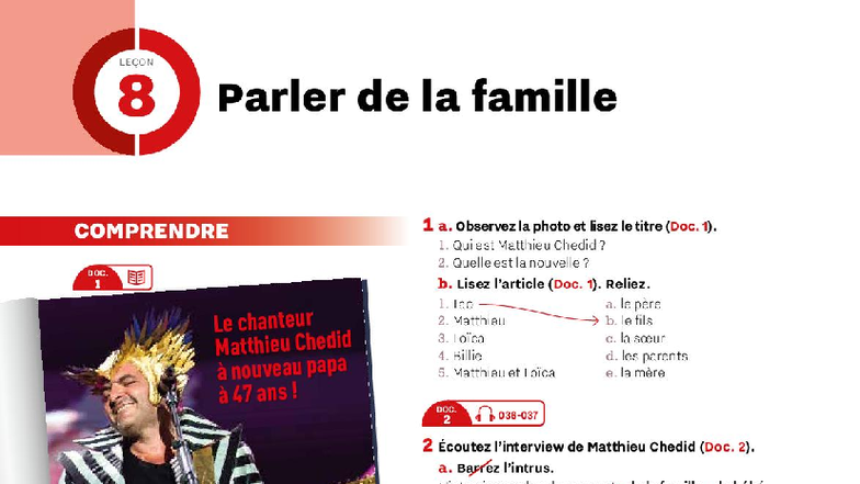 LEÇON 8 : Parler de la famille - COMPRENDRE 1 (Inspire 1) - Studocu