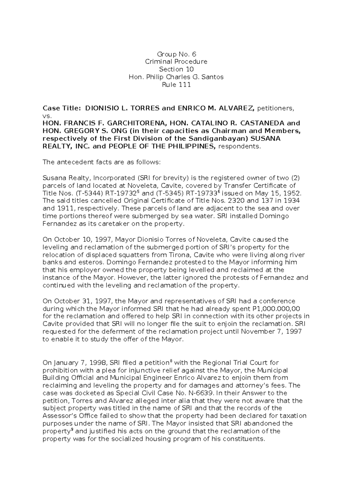 Rule 111 Case Study: Torres vs Garchitorena - Legal Analysis and ...
