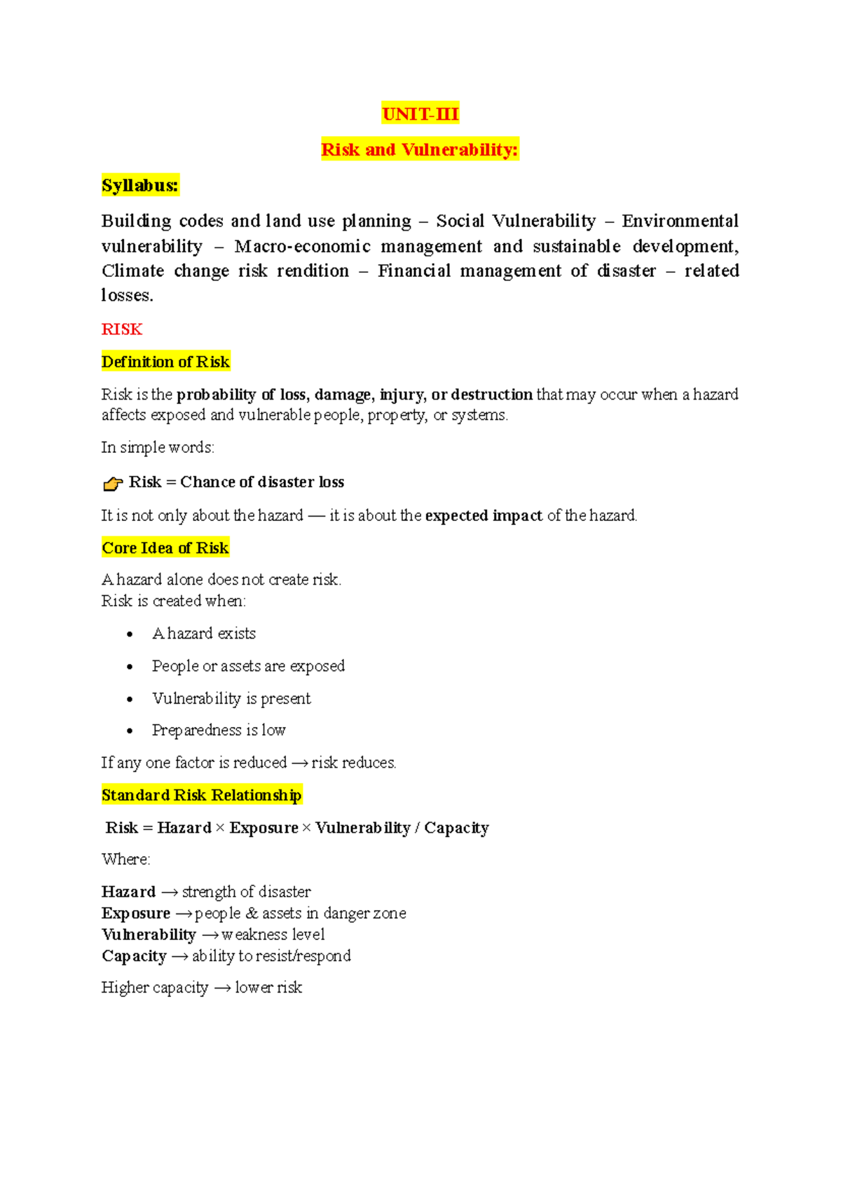 Risk and Vulnerability Management: Syllabus for Disaster Preparedness ...