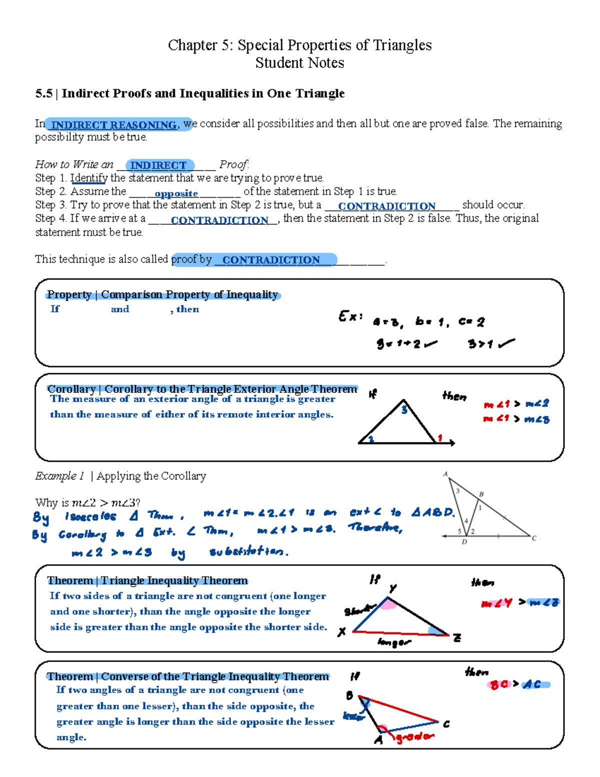 Chapter 5: Special Properties of Triangles - Student Notes on Indirect ...