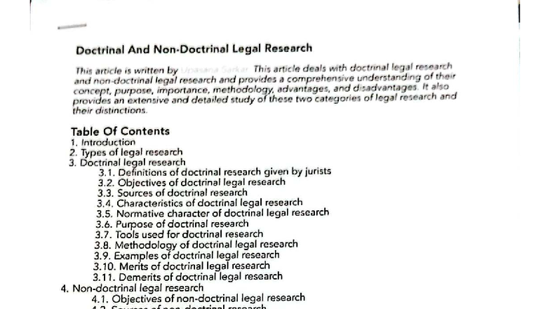 Doctrinal And Non-Doctrinal Legal Research - Doctrinal And Legal ...