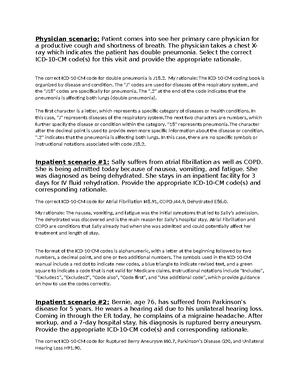[Solved] Identify the correct corresponding codes Summarize the rationale - ICD Diagnostic ...