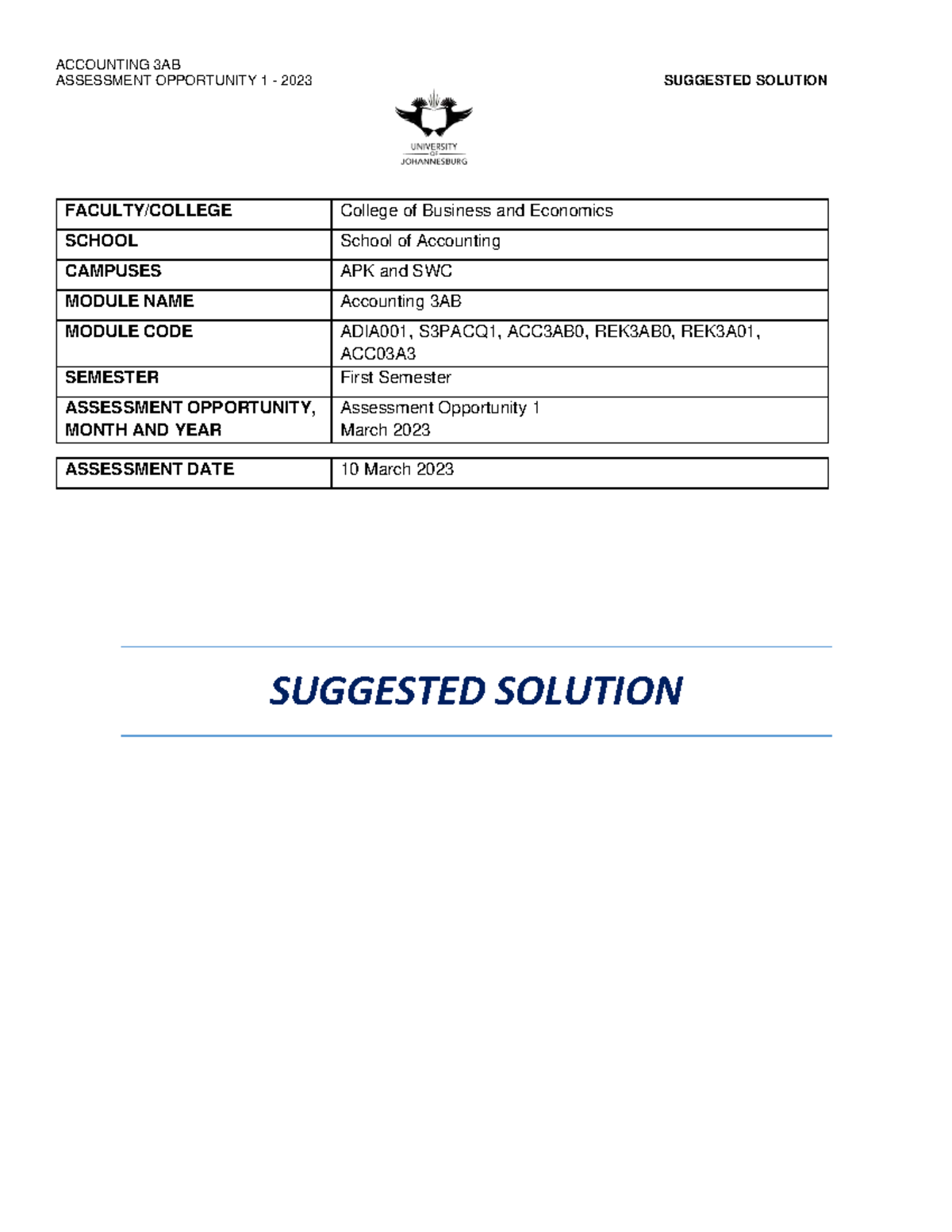 ADIA001 & ACC3AB0 AO1 2023 Suggested Solutions for Assessment ...