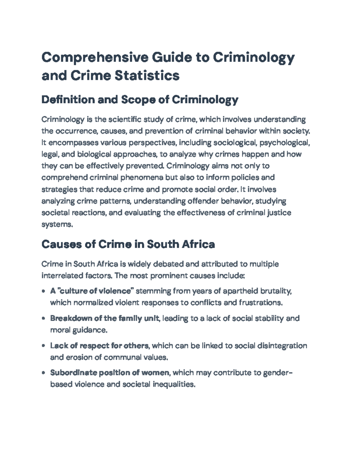 Comprehensive Guide to Criminology & Crime Stats in SA: Causes & Trends ...