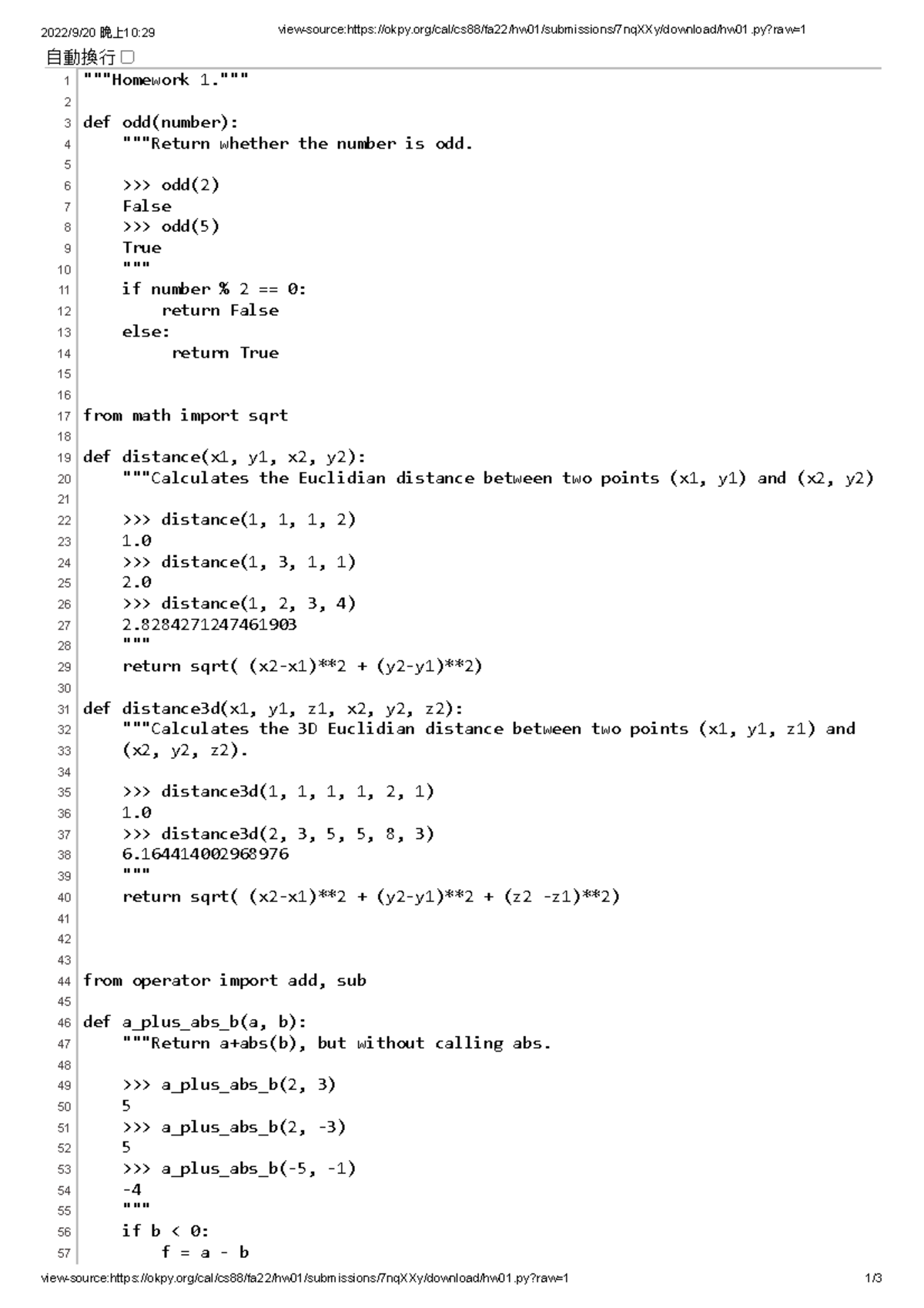 HW01 Solutions - CS88/C88C Homework 1 Python Code - Studocu
