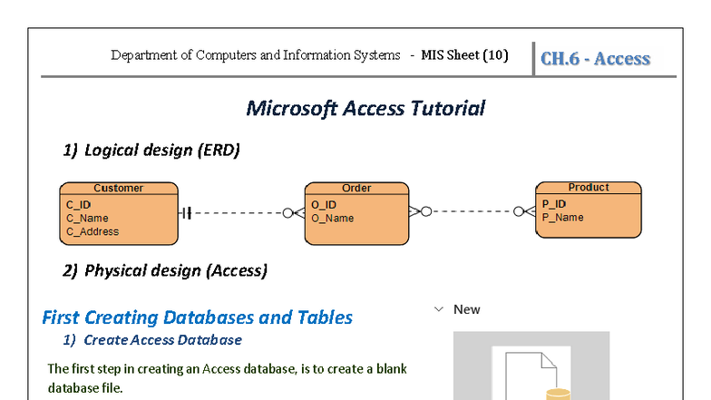 MIS Sheet (10) CH.6 Access: Microsoft Access Tutorial Guide - Studocu