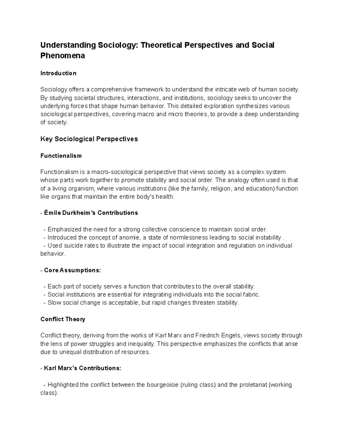 Sociology W1: Theoretical Perspectives in Understanding Society ...
