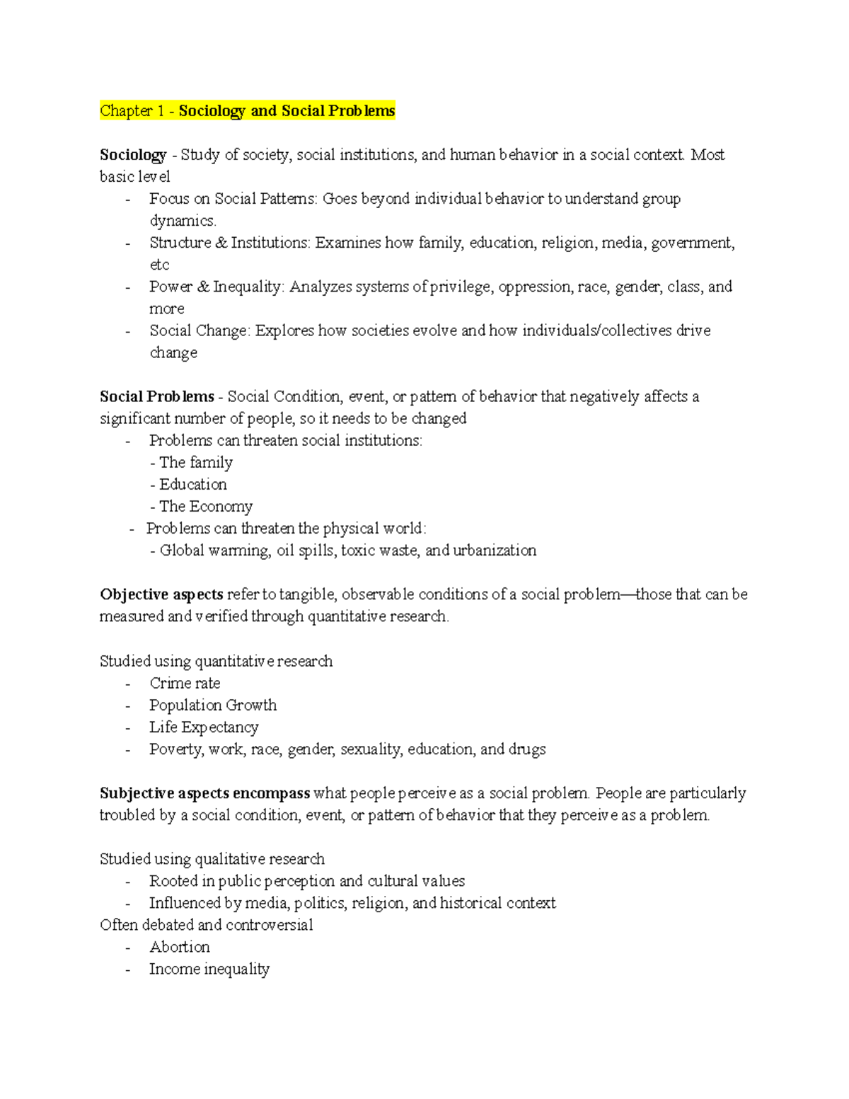 Sociology SOC 207: Chapter 1 - Social Problems & Educational ...