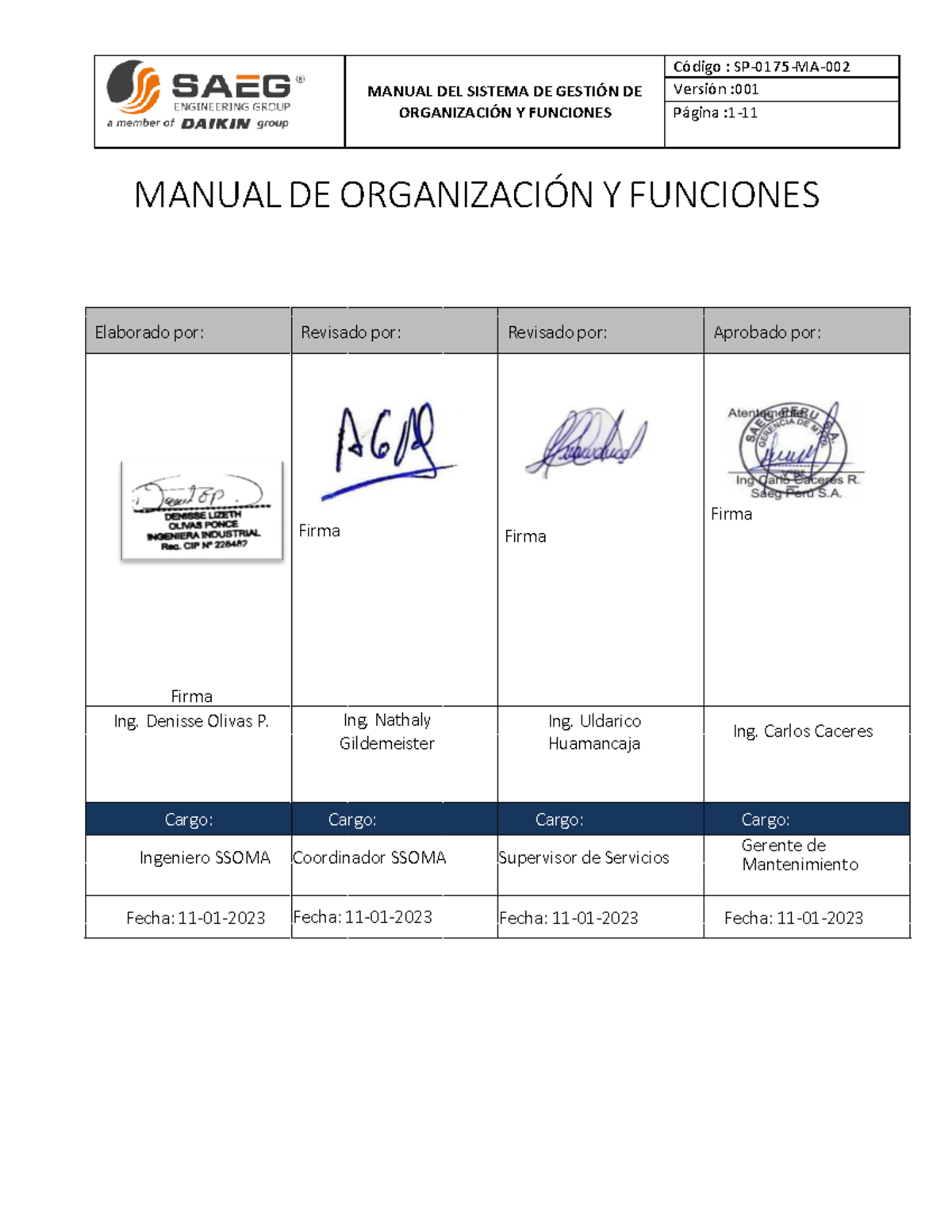 Manual de Organizacion y Funciones - MANUAL DEL SISTEMA DE GESTI”N DE ORGANIZACI”N Y FUNCIONES ...