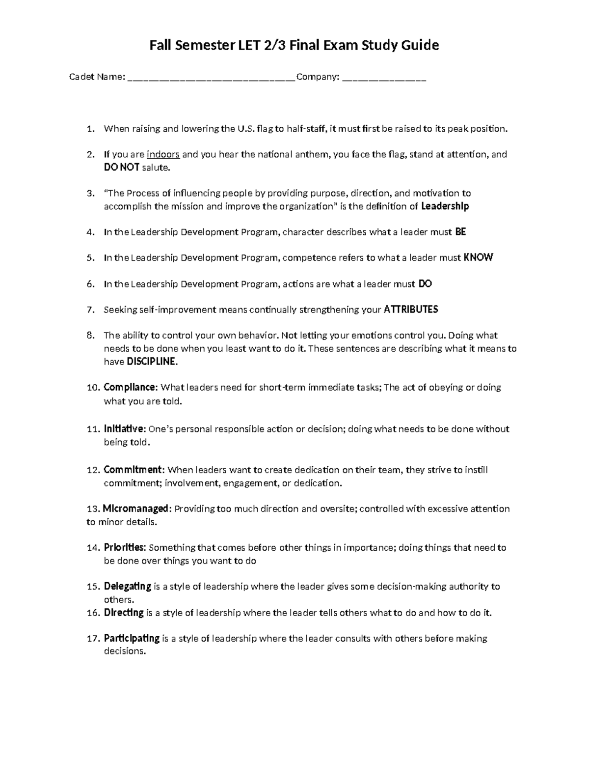 Final Exam Study Guide for LET 2-3 - Fall 2025 - Studocu