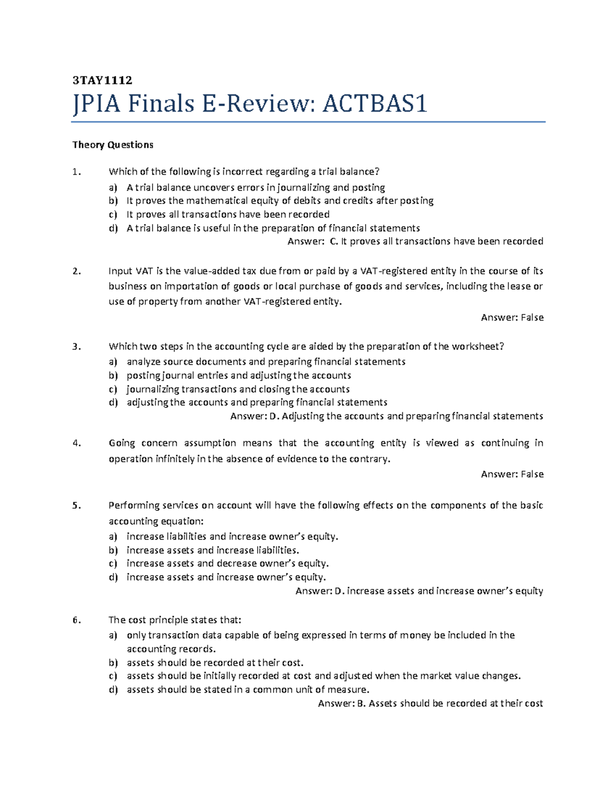 JPIA Finals E-Review - ACTBAS1 - 3TAY JPIA Finals E-Review: ACTBAS ...