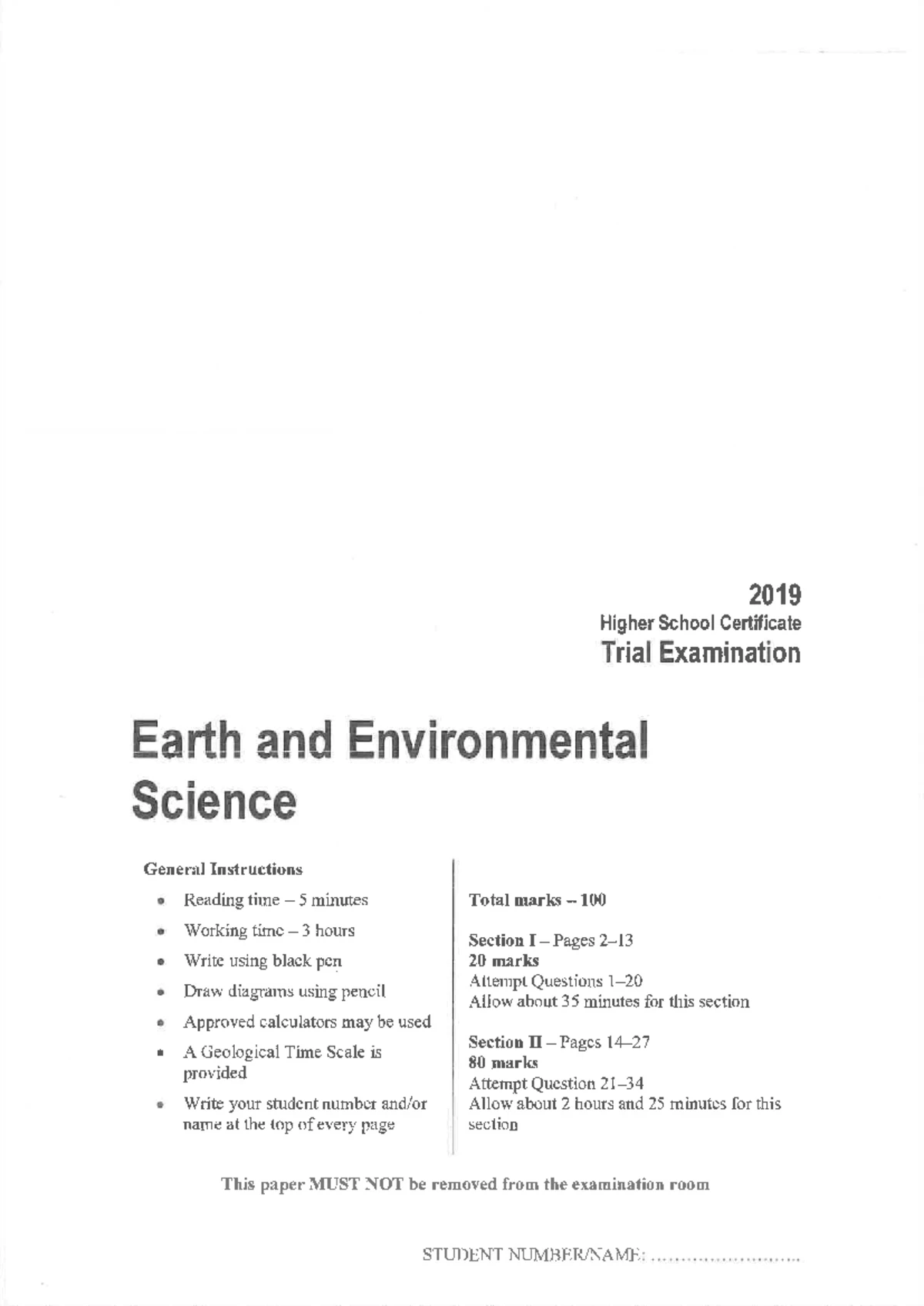 HSC Earth and Environmental Science Trial Exam 2021 Guide - Studocu