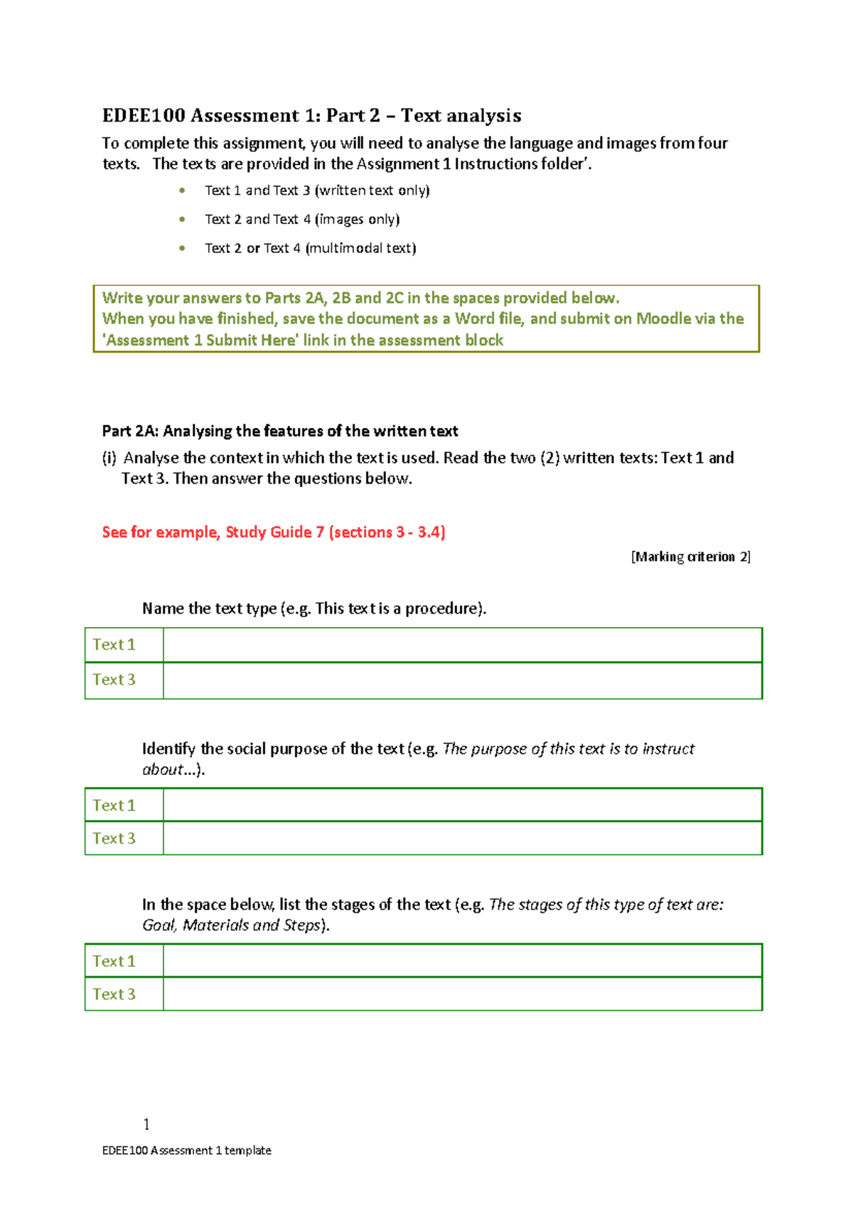 EDEE100 Assessment 1: Part 2 Text Analysis and Image Features - Studocu